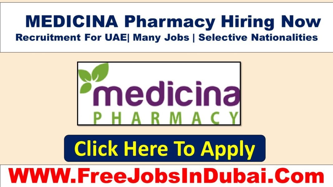 MEDICINA Pharmacy Careers Jobs In Dubai